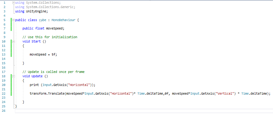 Simple Move a Cube with the Arrow Keys on Unity. – Adams Blogs